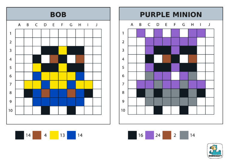 Pixel Art Templates 10x10 - Dodocraft