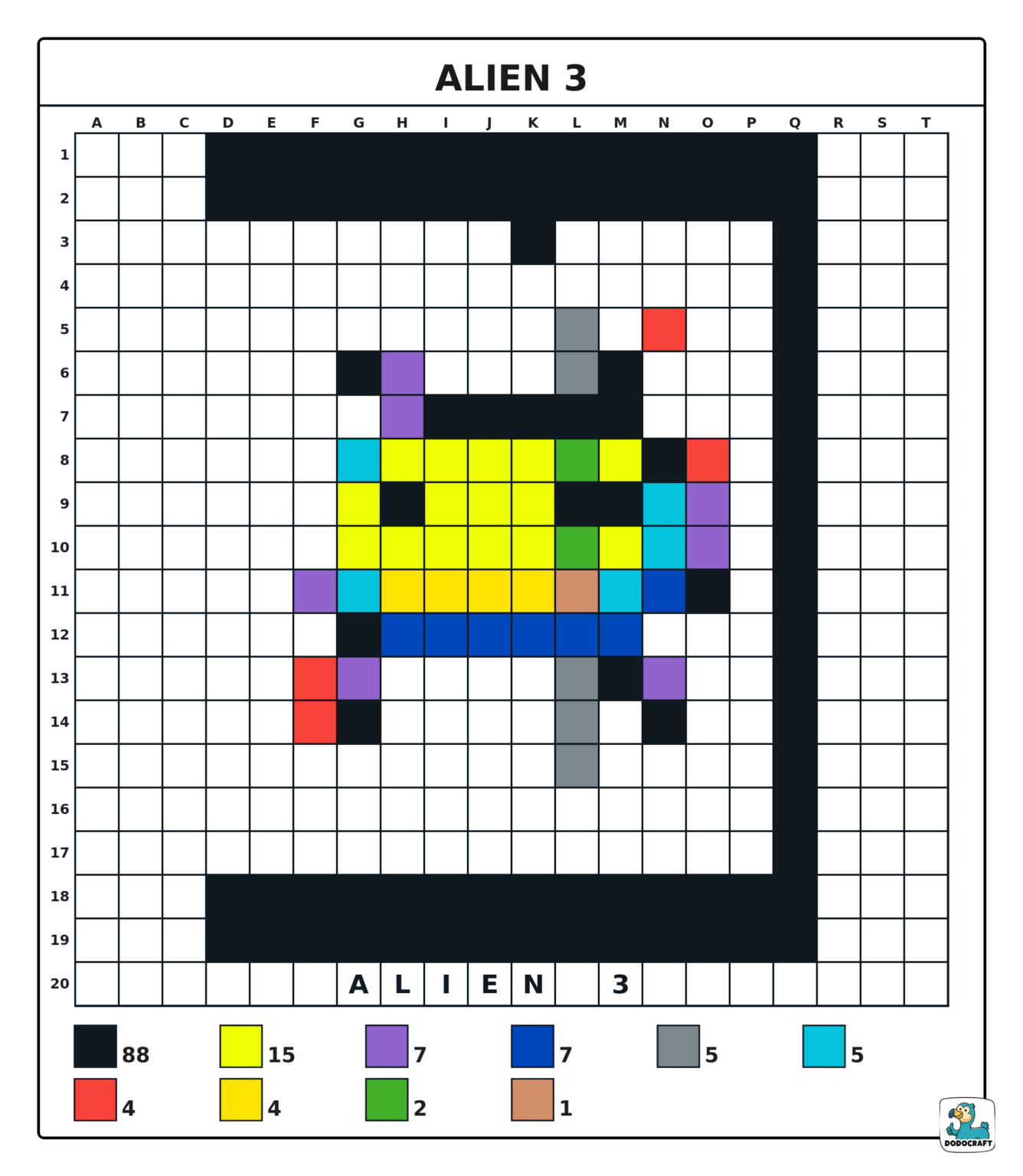Pixel Art Template Alien 2 20x20 - Dodocraft