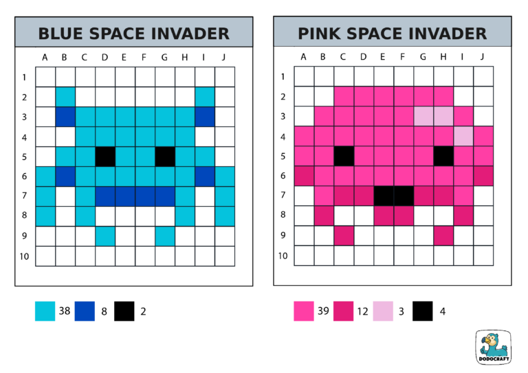 Pixel Art Templates 10x10 - Dodocraft