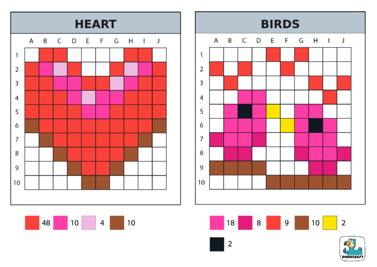 Pixel Art Templates 10x10 - Dodocraft