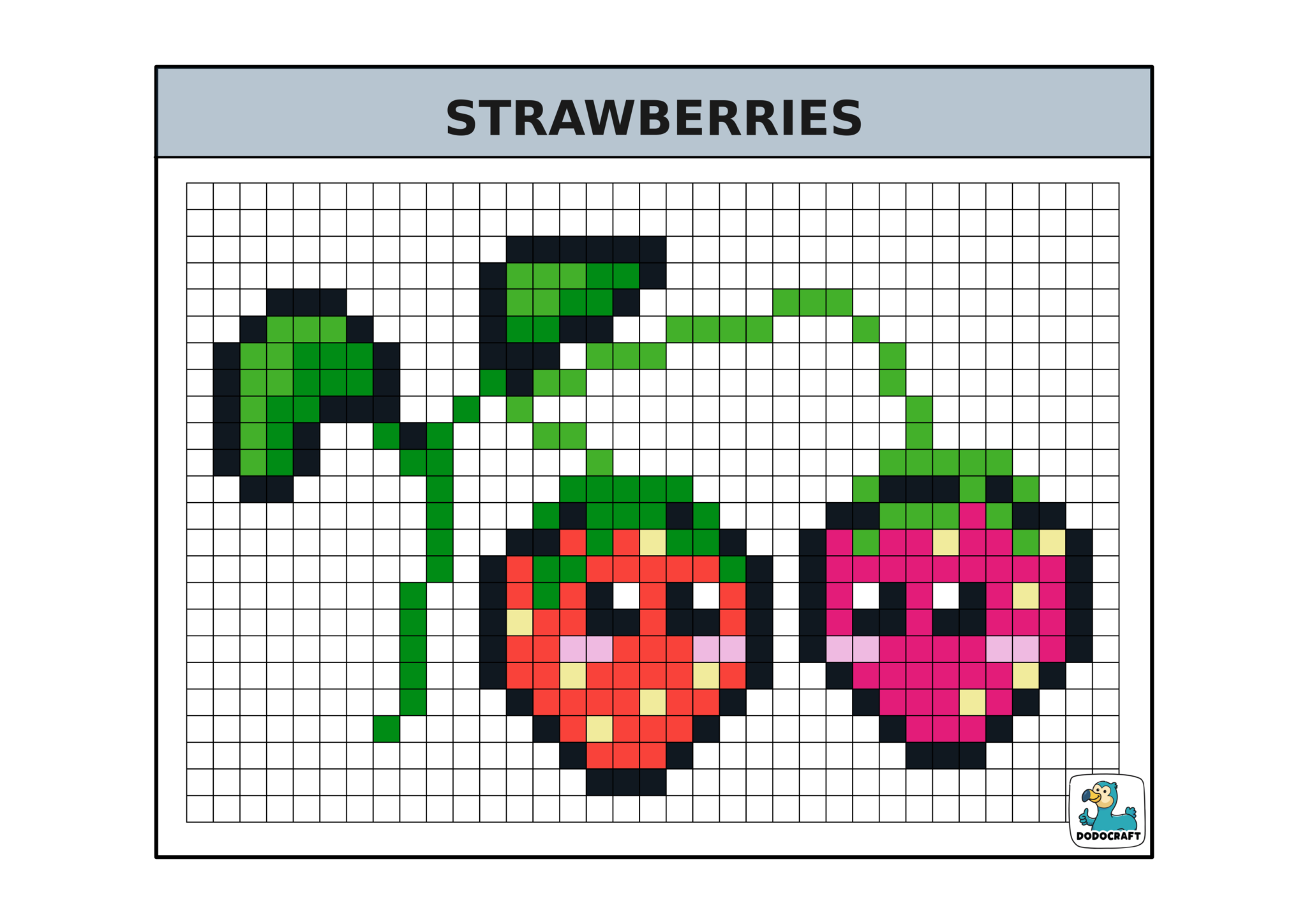 Strawberries Pixel Art Dodocraft - Dodocraft